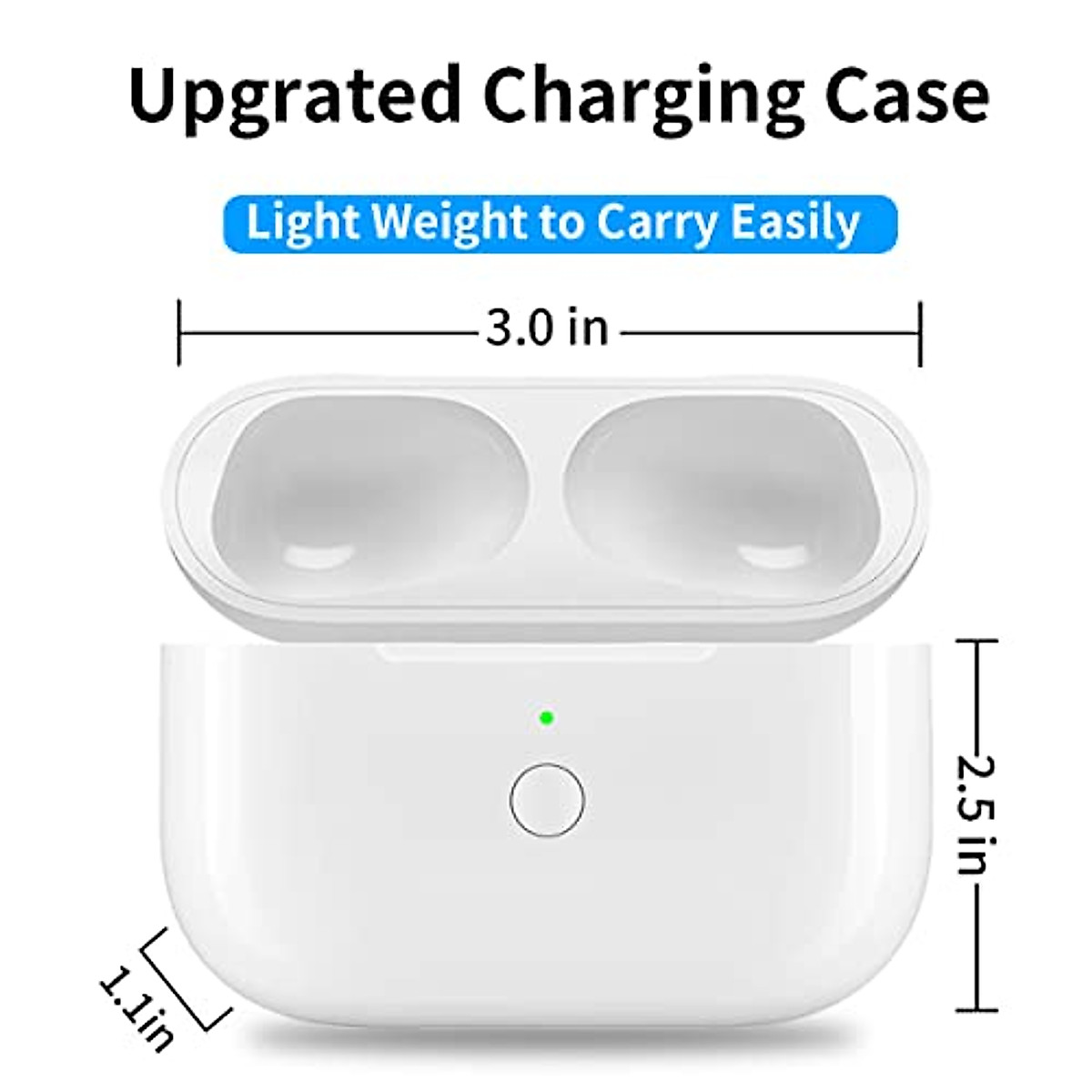 Wireless Charging Case Compatible for AirPods Pro, Charger Replacement Cases Compatible with AirPods Pro, Support Bluetooth Pairing and Sync Button(Earbuds Not Included)