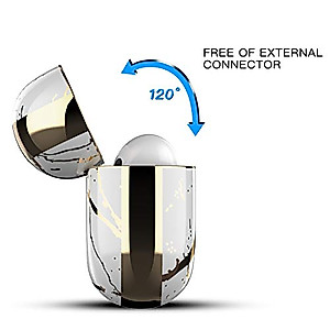 GOLINK Chrome Case for Airpods Pro, 360° Protective Stylish Marble Design for Airpods Pro Charging Case(White Marble)