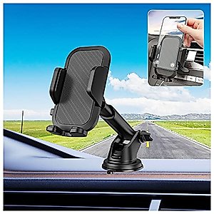 NHHC Car Phone Holder Mount,Dashboard/Windshield/Air Vent Cell Phone Holder,Anti-Shake Handsfree 360°Rotatable and Retractable Car Phone Holder,Compatible iPhone 14 13 12 Pro Max/All Smart Phones