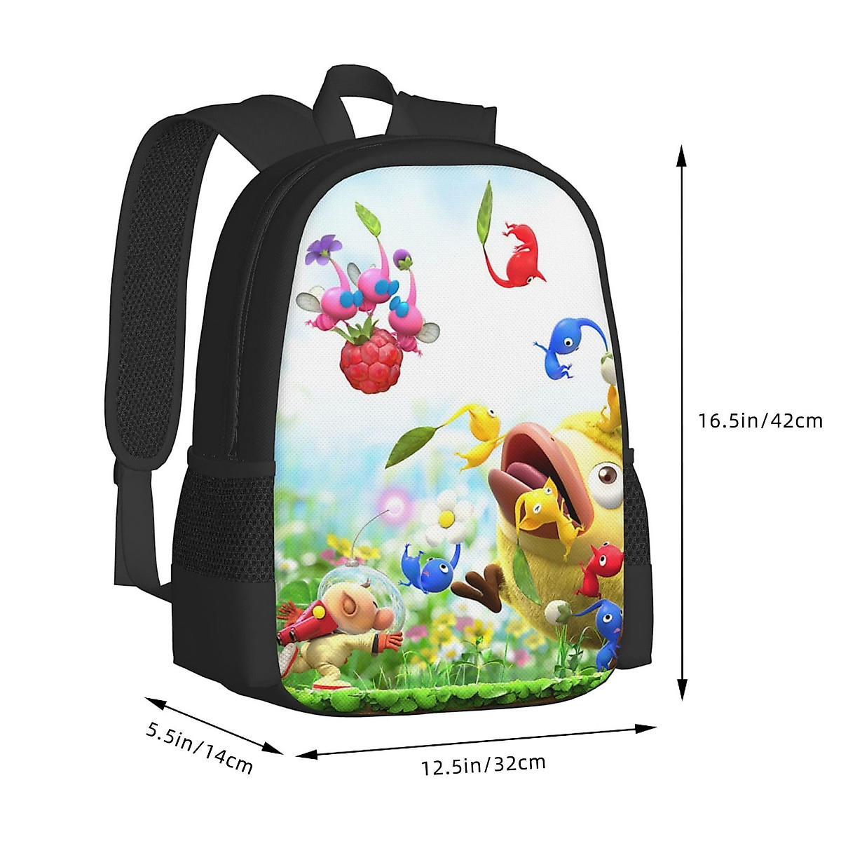 RACEK Fashion Game Pik-min Backpack Cartoon Lightweight Travel Computer Bag Casual Daypack Cute Daybag With Adjustable Straps For Unisex