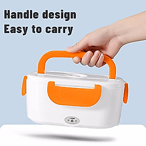 INVODA Electric Lunch Box 110V Food Heating Lunch Hot Box Portable Insulated Bento Box Electric Lunch Container for Office Travel Home (Orange)