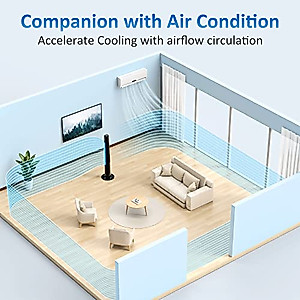 Tower Fan - 48" Oscillating Tower Fan, Bladeless Tower Fan w/ Remote & 12H Timer, Portable Standing Fan, 3 Modes, LED Display, Quiet Cooling, 70° oscillating Fan, Cooling Fans for Bedroom Home Office