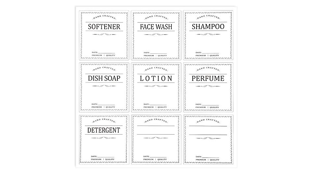 108 Pieces Waterproof Laundry Bottle Labels White Removable 18 Kinds ...