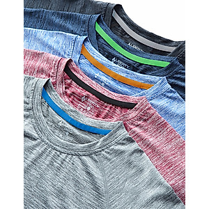 5 Pack Boys Athletic Shirts, Youth Activewear Dry Fit Tshirts for Kids, Short Sleeve Tees, Bulk Athletic Performance Clothing (Set 1, X-Large)