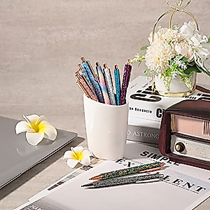 30 Pieces Glitter Metal Retractable Pen Rose Gold Ballpoint Pens Glitter Colorful Ballpoint Pens Click Ball Office Pens Medium Point 1.0 mm Click Pen Black Ink Ballpoint Pen for School Office Supply