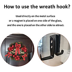 ULIBERMAGNET 2 Pack Magntic Coat Hooks and 2 Pack Magnetic Wreath Hooks for Indoor & Outdoor Hanging Towel Coat Umbrella BBQ Grill