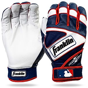 Franklin Sports MLB Batting Gloves - Powerstrap Chrome Adult Men's + Youth Batting Gloves Pair - Baseball + Softball Gloves - Black - Youth Medium
