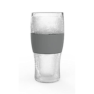 Host Freeze Beer Glass, Freezer Gel Chiller Double Wall Plastic Frozen Pint Glass, Set of One, 16 oz, Grey