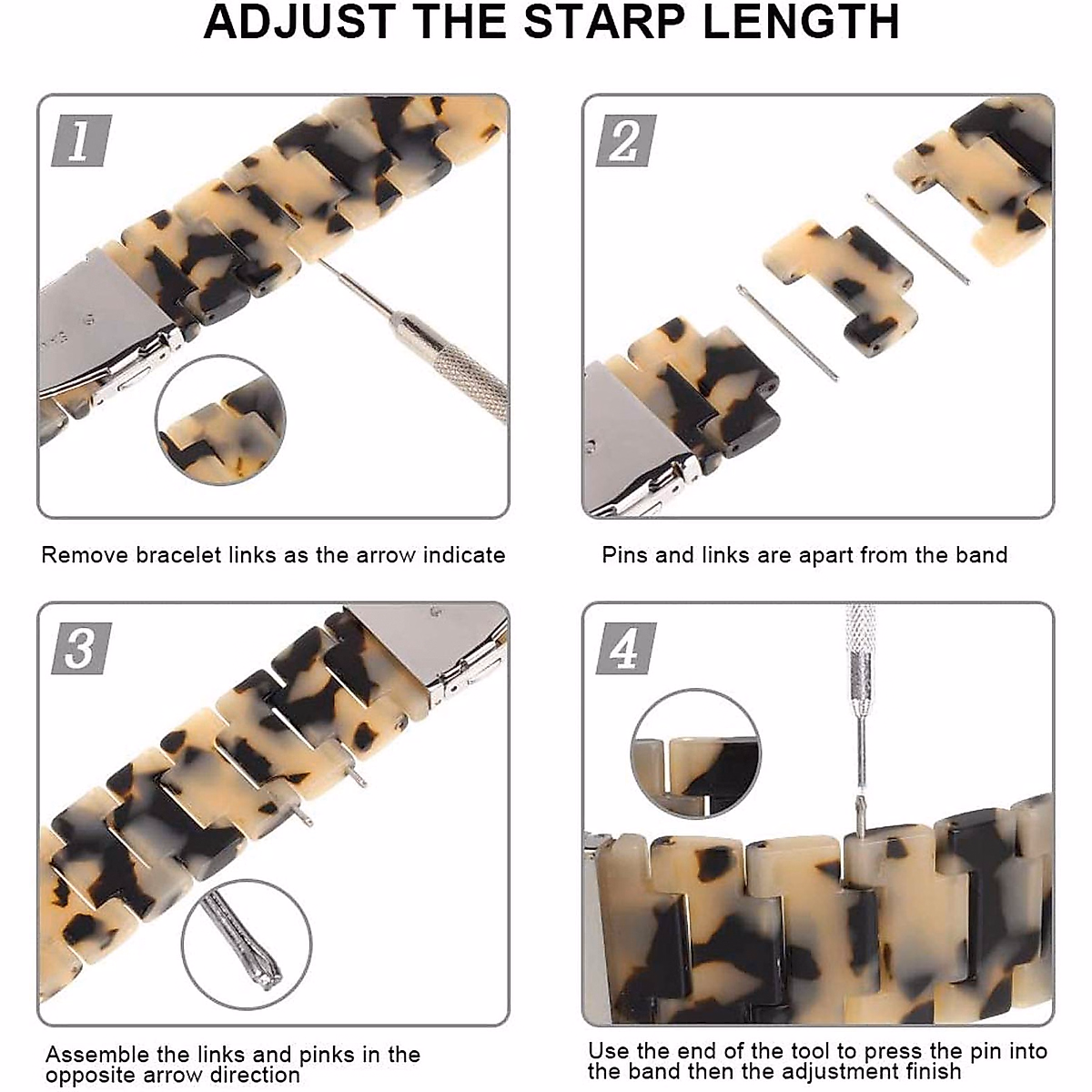 NYENEIL Compatible with Apple Watch Band 38mm 40mm 41mm for iWatch SE Lightweight Resin Wristband Bracelet Strap Series 9 8 7 6 5 4 3 2 1 Mens Womens (Tortoise Stone Flower, 38MM/40MM/41MM)