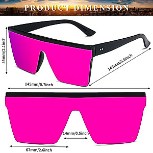 QYVEWY 3 Pack Oversized Square Sunglasses for Women Men Large Flat Top Thick Frame Big Sun Glasses UV400 Protection (Mirror Blue/Purple/Red)