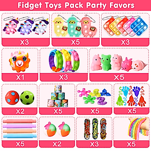 55 PCS Party Favors for Kids,Fidget Toys Bulk,Valentines Day Gifts for Kids,Treasure Chest Prizes,Goodies Bag Fillers,Treasure Box Toys Classroom Prizes