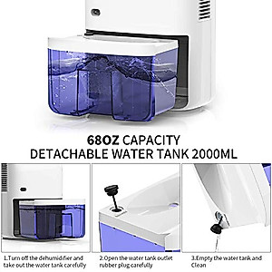 Hysure Electric Dehumidifier, Portable Deshumidificador with 2L(4.2 Pints) Water Tank, Small Dehumidifier for Bathroom, RV, Bedroom,Closet,Home