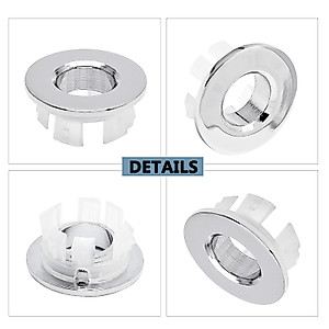 Qjaiune 3 Pack Bathroom Sink Overflow Trim Ring, Electroplating Chrome Overflow Drain Cover Round Basin Cover, Vanity Sink Overflow Cap Small Sink Insert, Brass Hole Cover for Kitchen Bathtub
