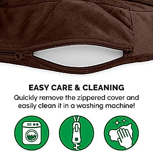 Furhaven 26" Round Orthopedic Dog Bed for Medium/Small Dogs w/ Removable Washable Cover, For Dogs Up to 30 lbs - Microvelvet Snuggery - Espresso, 26-inch