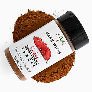 Kiva x MARK WIENS - Smoked Ghost Chili Pepper Powder (Bhut Jolokia) - Non GMO, Vegan, Fair Trade - 2.5 oz