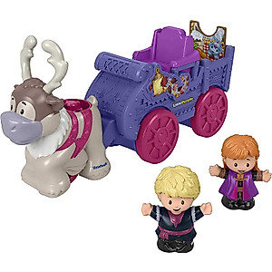 Fisher-Price Little People Toddler Toy Disney Frozen Anna & Kristoff’s Wagon Vehicle & Figure Set for Preschool Pretend Play Kids Ages 18+ Months