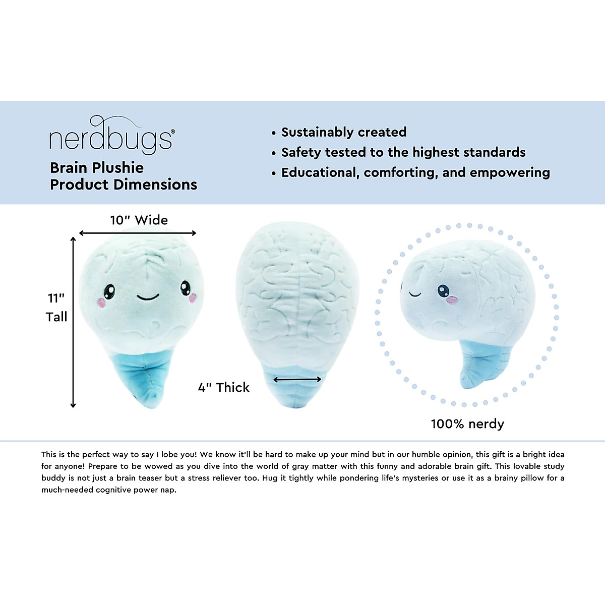 nerdbugs Brain Plush Organ- Love on The Brain- Brain Plush Organ Toy/Get Well Gift/Health Education Toy/Neuroscience or Neurology Plush Toy Organ Gift/Surgeon Gift