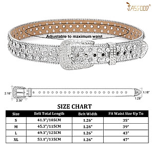JASGOOD Rhinestone Belt for Women Men Western Cowgirl Bling Studded Leather Belt Sparkly Sequin Diamond belts for Jeans