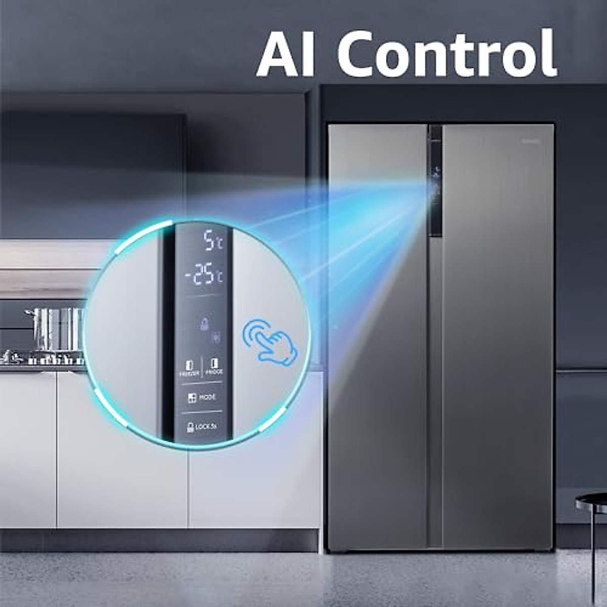 NUTRIFROST 21 cu.ft Large Capacity Side-by-Side Refrigerators Freezer Fridge - 2 Door Full Size Refrigerator for Kitchen Office Commercial LED Display Frost Free Freestanding