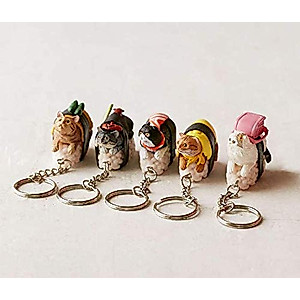 Sushi Cat Clever Idiots Nekozushi Keychain - Blind Box Includes 1 of 5 Collectable Figurines - Features a Detachable Keyring (Version 1)