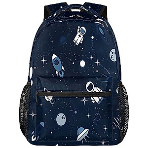 Space Astronaut Backpack Small Lightweight Laptop Daypack Spaceship Rocket Travel Back Pack Mochilas Para Hombres Mujer College Backpacks for Wome Men