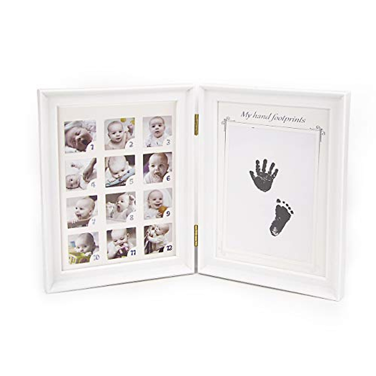 Hiverst Baby Keepsake Frame Kit, Shatterproof Baby First Year Frame in Delicate Package- Ideal Personalized Newborn Baby for Baby Shower, with Ink Pad Stamp & Stencil, 14.5" x 8.5"