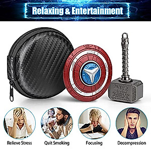 Transformable Fidget Spinner, Metal Hand Hammer Fidgit Toy for Kids Adults, Cool Shield Chain Fingertip Gyro Stress Relief Cube for Office, Stocking Stuffer Gifts for Christmas New Year 2 Pack