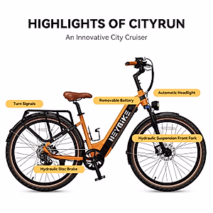 Heybike Cityrun Electric Bike, 1000W Motor Peak City Cruiser Ebike, 48V 15Ah(720Wh) Battery, 60 Miles, Step-Thru Electric Bicycle with APP Control, 3H Fast Charging, Commuter Electric Bike for Adults
