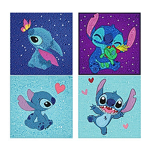 pvoodire 4 Pack Diamond Art Kits for Kids-Diamond Art Kits for Kids,Diamond Art for Kids,Childern Beginners 6x6inch