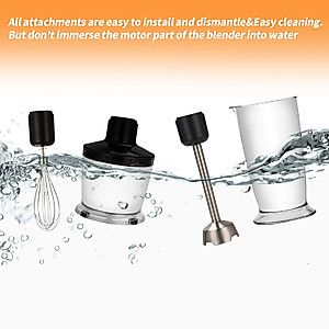 Immersion Hand Blender,600W Stainless Steel Stick Blender,4-in-1 Home Multi-Function Stick Mixer,6-Speed Handheld Blender,Mixing Cup,Food Chopper,Milk/Egg Mixer, Sauce/Soup,Puree Baby Food Machine