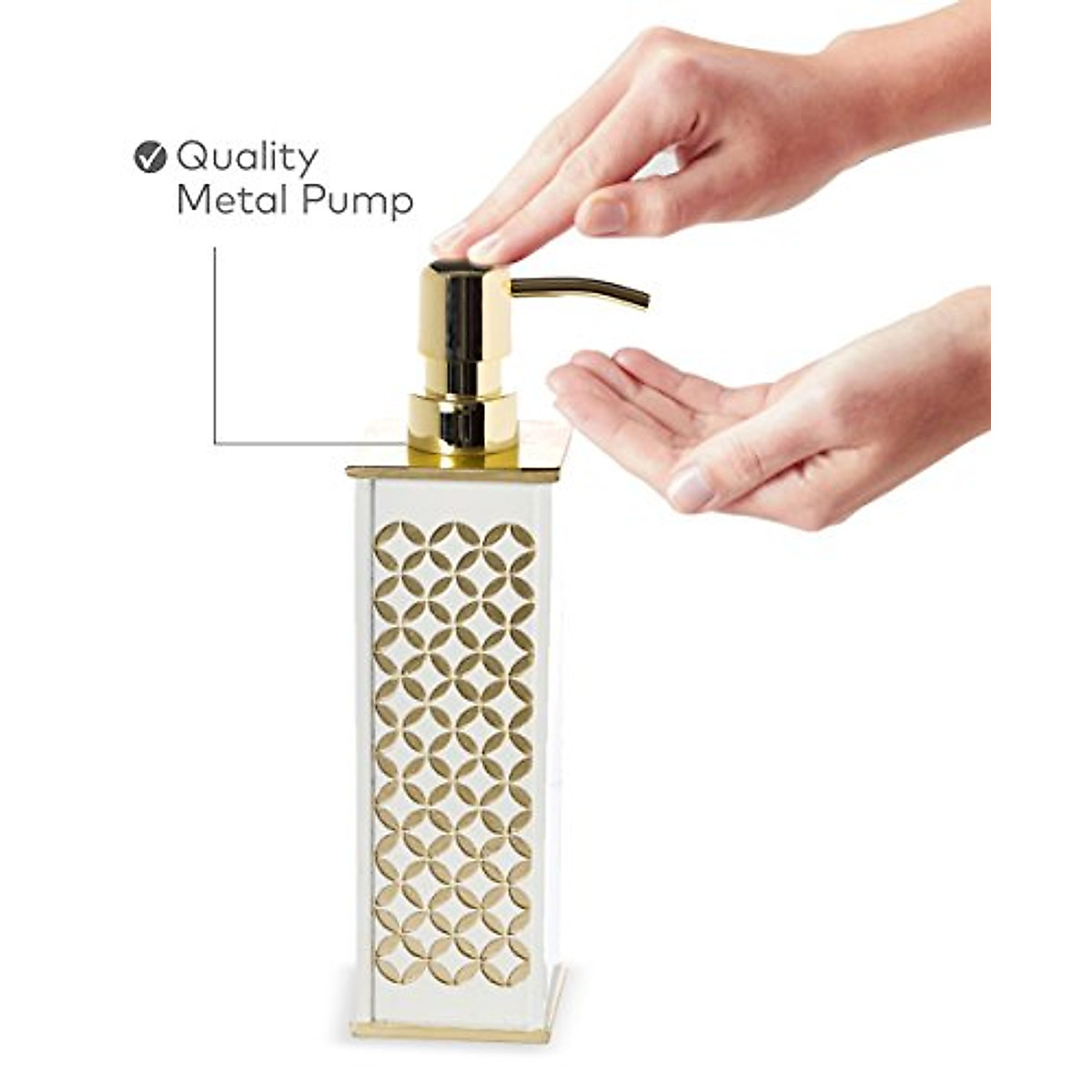 Creative Scents White Bathroom Accessories Set - Decorative 4 Piece Bathroom Accessory Set Includes: Soap Dispenser, Toothbrush Holder, Soap Dish and Tumbler, Gift Packaged (Diamond Lattice)