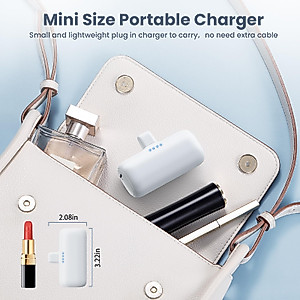 [2-Pack] Mini Portable Charger for iPhone,5200mAh Ultra Compact PD Fast Charging Power Bank,Plug-in Battery Pack Travel Cordless Phone Charger,Compatible with iPhone 14/14Pro/13/12/11/X/8/7/6plus etc