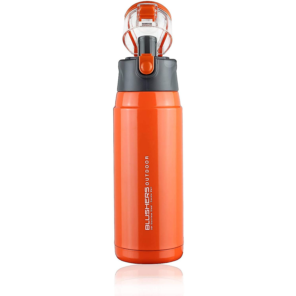 Blushers 650ml (22oz) Double Wall Vacuum Insulated 304 Stainless Steel To Go Travel Mug, One Touch Lock Lid Thermos Water Bottle (Orange - 3 Piece Set)