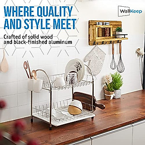 WallKeep Mail and Key Holder for Wall with Decorative Key Hooks - Wall Mount in Entryway, Mudroom or Office. Solid Wood Mail Organizer Floating Shelf Key Rack, Leash Holder and Key Hanger for Wall.