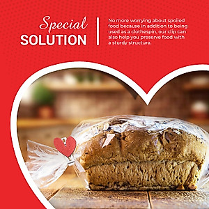 Bag Clips for Food Storage, Cute Glitter Red Heart Chip Clips, Stainless Steel, Multipurpose Clips, Can Be Use As Bread Bag Clips, Metal Clips for Paper, Or Mini Clothespins for Photos, 20 Clips