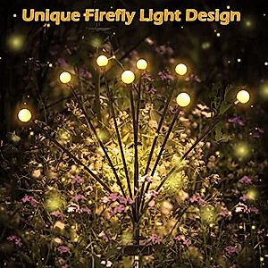 Solar Garden Lights, 6 Led Solar Swaying Light, Sway by Wind, Solar Outdoor Lights,Solar Garden Decorative Lights Yard Patio Pathway Decoration (Warm White, 6 LED Bulbs-2PACK)