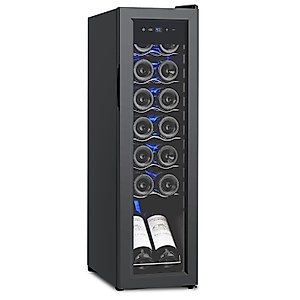 Takywep Mini Wine Fridge 14 Bottle, Wine Cooler Temperature Adjustment Range 41~64°F, Wine Fridge Small with Triple Pane Clear Glass Door, Wine Coolers for Home