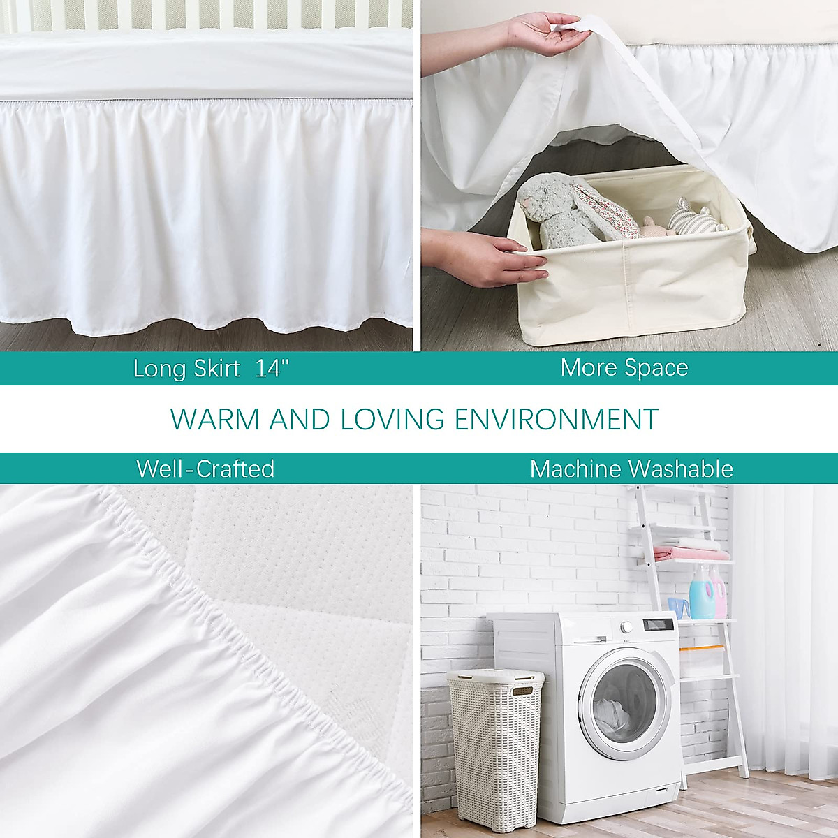 Crib Sheets & Crib Bed Skirt White Ruffled