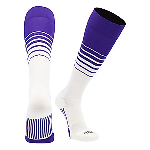 TCK Sports Elite Breaker Soccer Socks (Purple/White, Medium)