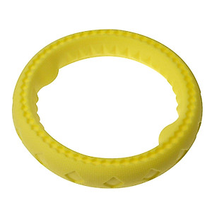 Fluffy Paws Dog Chewing Ring - Soft Rubber Ring Dental Chewing Teething Biting Chasing Training Toy for Small and Medium Dog Puppy - 7", Yellow