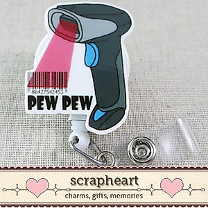 Pew Pew Medical Scanner Badge Reel, Funny Nurse Retractable Badge Holder, Funny Pharmacist Badge Gift, Funny Badge Reels for Nurses, Hospital Badge ID Holders, Lab Tech Badge, RN Gifts