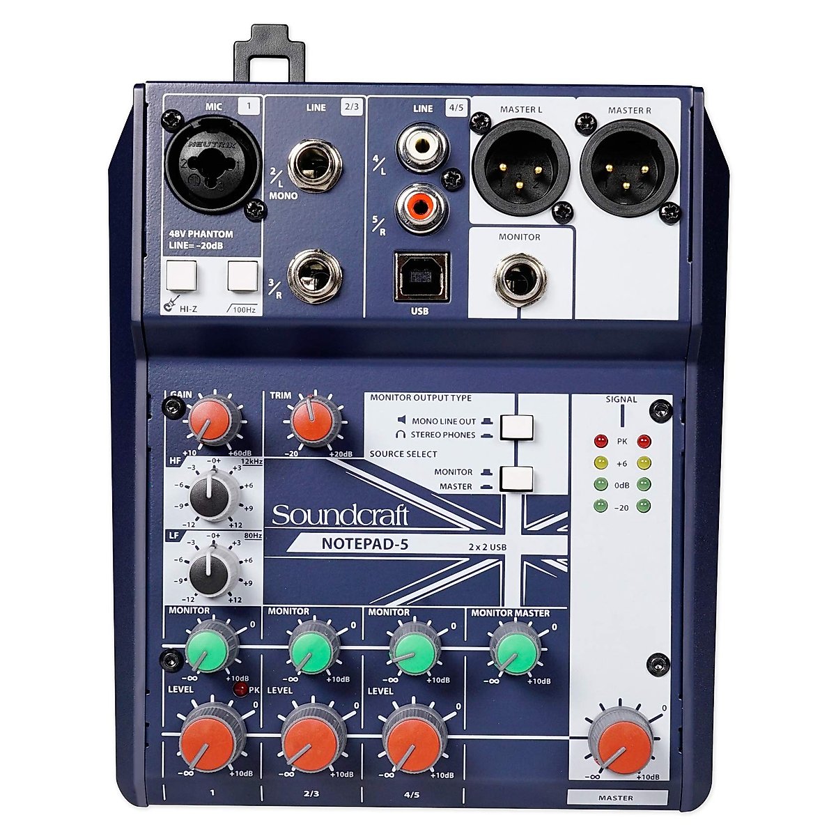 Soundcraft Notepad-5 Channel Podcast Mixer Podcasting Interface Bundle with Rockville PRO-M50 Studio Headphones, RMC-XLR Handheld Wired Mic and RTMS21 Desktop Tripod Mic Stand with Pop Filter