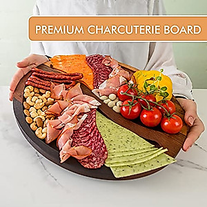 CG Home Heat-Treated Wooden Beech Large Cheese Board, Large Oval Charcuterie Board Platter Unique Housewarming & Bridal Shower Gift Serving Solid Tray Sturdy & Durable