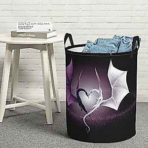 Dirty Clothes Baskets,Laundry Baskets, Purple And White Dragons Patterns,Waterproof Oxford Fabric,Strong And Durable,Can Also Be Used To Store Toys And Other Items.