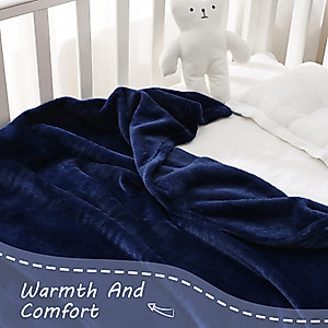 Exclusivo Mezcla Fleece Throw Blanket for Couch, Super Soft and Warm Blankets, Navy Blue Throw All Season Use, Cozy, Plush, Lightweight, 30x40 inches