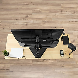 VIVO Dual Monitor Desk Stand Free-Standing LCD Mount, Holds in Stacked Vertical Position 2 Ultrawide Screens up to 34 inches, Black, STAND-V002L