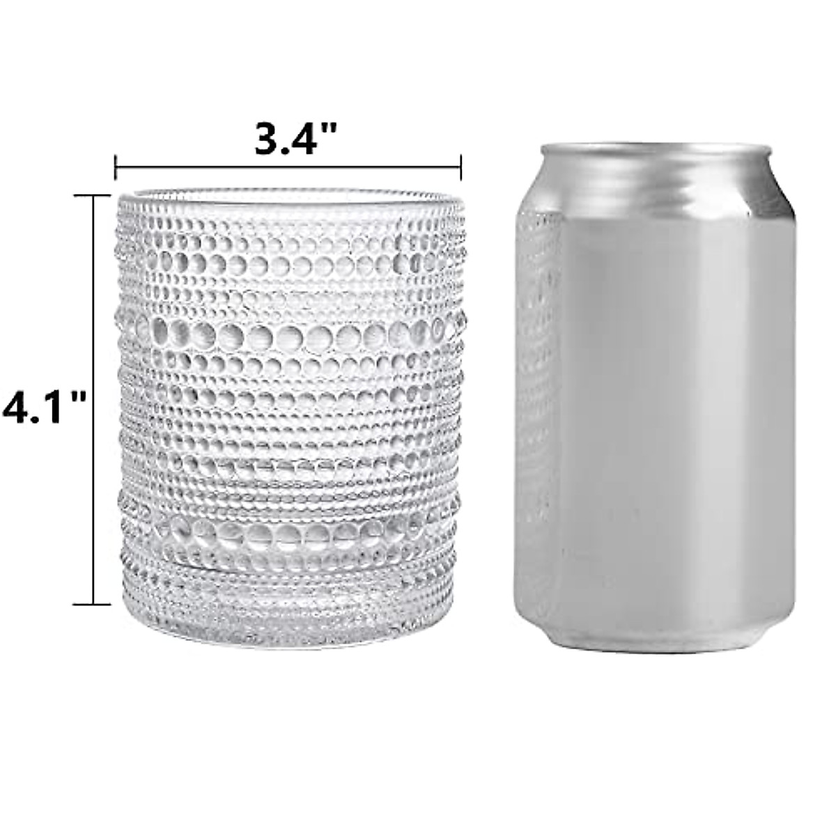 ZOOFOX Set of 6 Romantic Water Glasses, 12 oz Hobnail Glasses Tumbler, Clear Embossed Vintage Glassware Set for Beer, Cocktail, Soda, Beverages