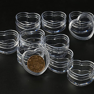 NA TMXAOK 12 Pack Mini Clear Plastic Bead Storage Containers Box Lovely Heart Shape Small Box Earring Travel Organizer Cute Storage Case for Small Items, Pills, Tiny Bead, 1.37 x 0.6inch