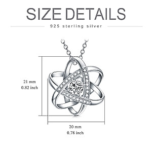 Natural Diamond Celtic Love Knot Necklace for Women,Endless Flower Pendant Necklace Set with 5mm Moissanite 925 Sterling Silver Jewelry Anniversary Valentine's Day Birthday Gifts for Her 18"-20"