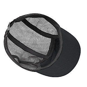 Croogo 5 Panel Short Bill Cap Flat Brim Mesh Baseball Caps Trucker Hat Cooling Breathable Quick Dry Sport Hats,Black-GD16